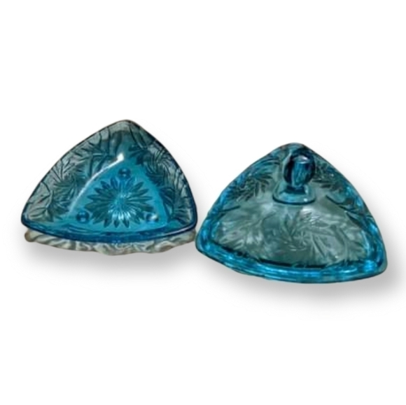 Kitchen | Vintage Hazel Atlas Blue Triangle Covered Candy Dish | Poshmark